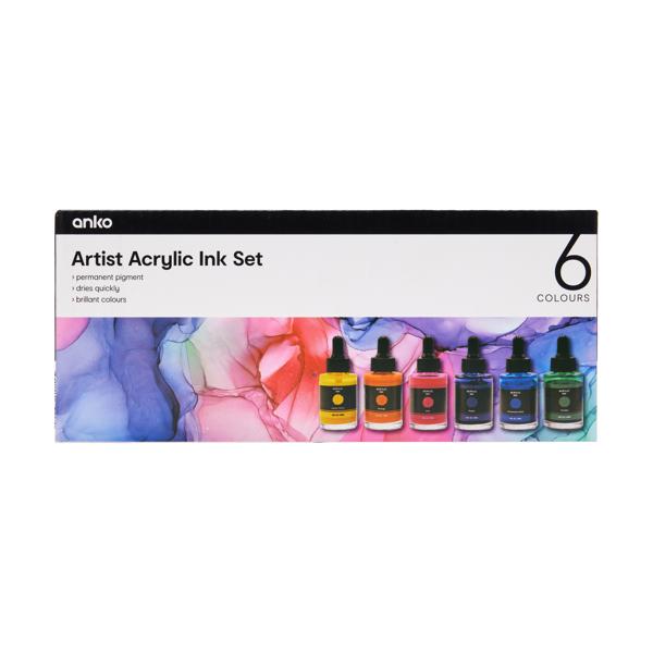 6 Pack Artist Acrylic Ink Set - Anko | Target Australia