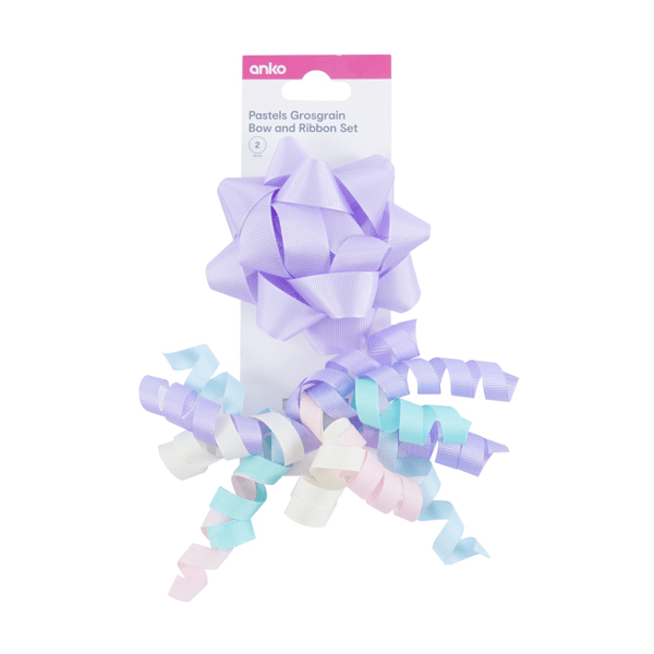 2 Piece Grosgrain Bow and Ribbon Set, Pastels - Anko | Target Australia