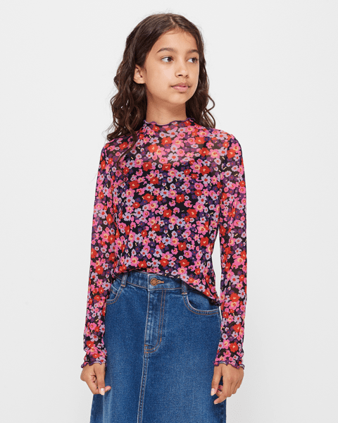 Long Sleeve Floral Mesh 2 Piece Top | Target Australia