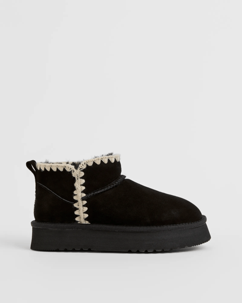 Australian Design Ugg Sheepskin and Leather Platform Pixie Boot - Black ...