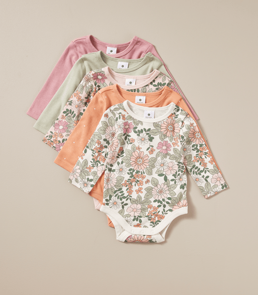 5 Pack Baby Organic Cotton Bodysuits | Target Australia