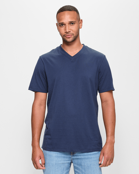 Australian Cotton V-Neck T-Shirt - Navy Blue | Target Australia