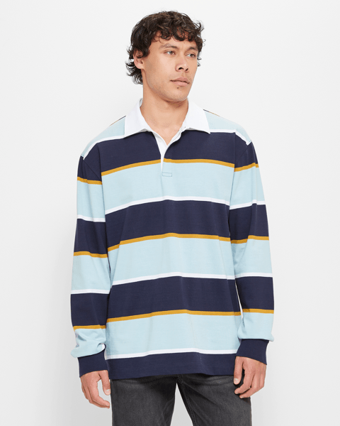 Long Sleeve Stripe Rugby Polo Top - Commons | Target Australia