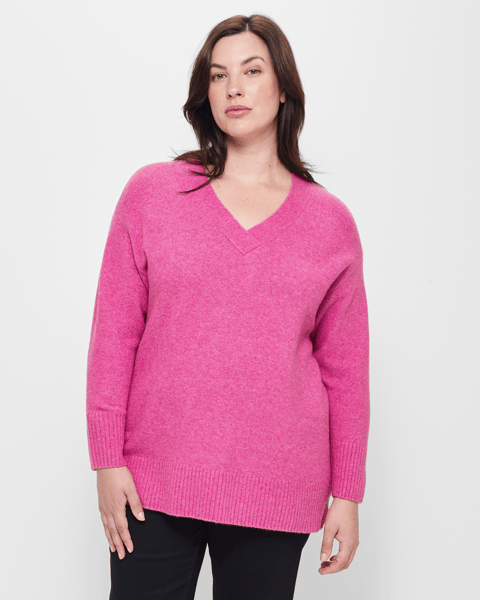 Plus Size Super Soft V-Neck Jumper | Target Australia