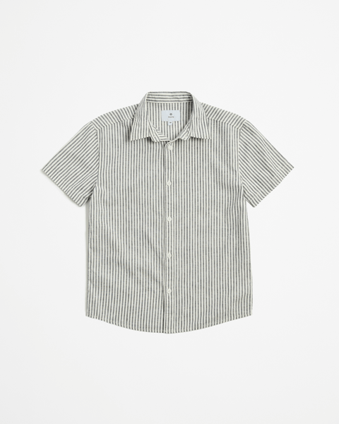Linen Blend Short Sleeve Striped Shirt | Target Australia