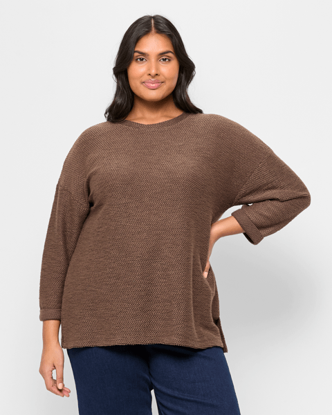 Plus Size 3/4 Sleeve Textured Knit Top | Target Australia