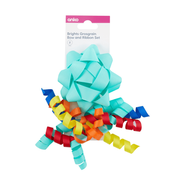 2 Piece Grosgrain Bow and Ribbon Set, Brights - Anko | Target Australia