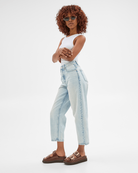 Petites Crop Length Relaxed Barrel Leg Denim Jeans | Target Australia