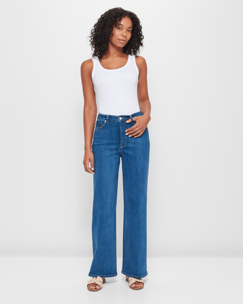 Super High Rise Full Length Wide Leg Denim Jeans - Shape Your Body ...