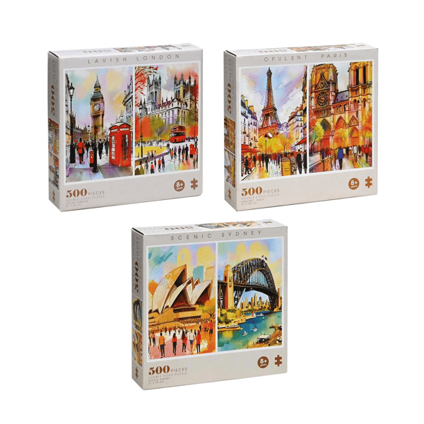 500 Piece Famous Landmark Water Colour Puzzles - Assorted | Target ...