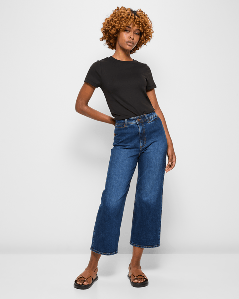Petites Crop Length Wide Leg Denim Jeans - Kelsey | Target Australia