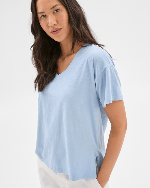 Australian Cotton Relaxed Slub V-Neck T-Shirt | Target Australia