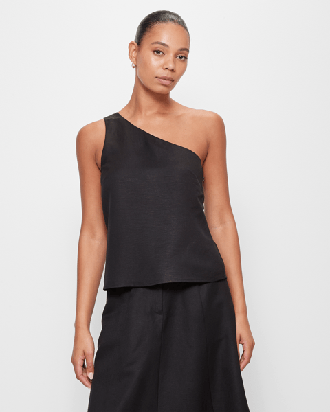 Linen Blend Asymmetrical Top - Preview | Target Australia