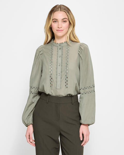 Long Sleeve Lace Detail Blouse - Preview | Target Australia