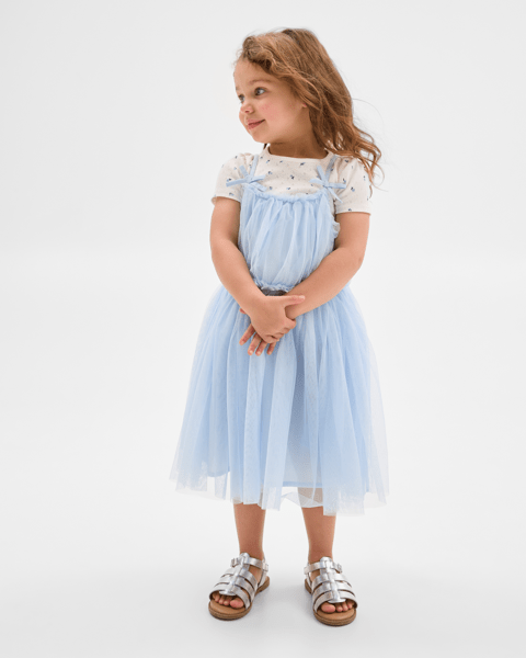 Tulle Dress and Pointelle T-Shirt Set 2 Piece - Blue | Target Australia
