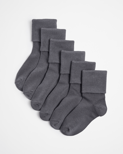 Kids Maxx School Cuffed Socks 6 Pack - Grey | Target Australia
