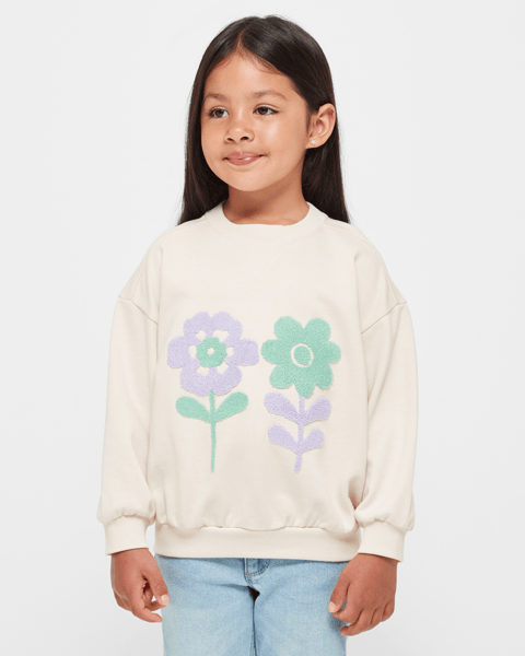 Oversized Boucle Flower Jumper | Target Australia