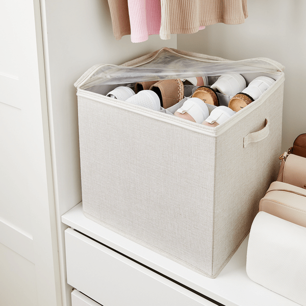 Linen Look Storage Box with Dividers, Beige - Anko | Target Australia