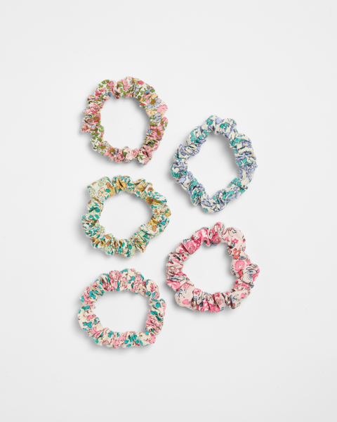Kids 5 Pack Petite Floral Scrunchies | Target Australia