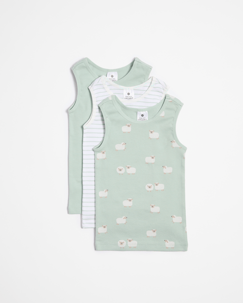 Baby Organic Cotton Vests 3 Pack - Sheep | Target Australia