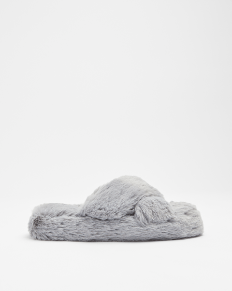 Womens Fluffy Cross Over Slipper - Liddia II | Target Australia