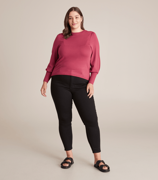 Curve Puff Sleeve Knit Jumper | Target Australia