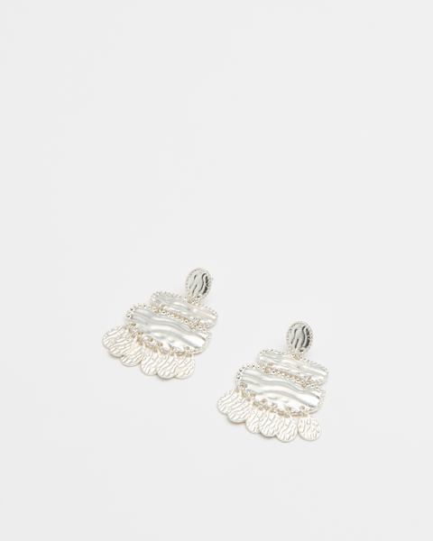 Tear Drop Statement Earrings - Brushed Silver | Target Australia