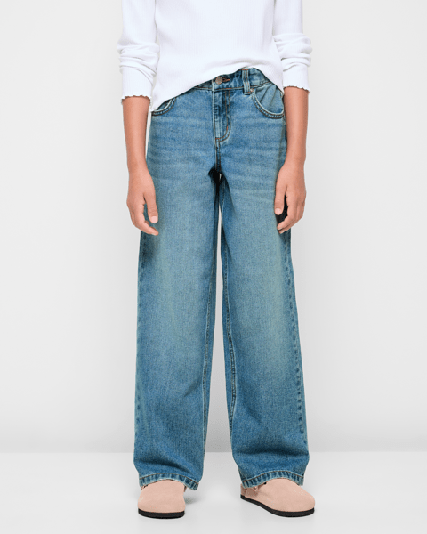 Wide Leg Denim Jeans - Mid Wash | Target Australia