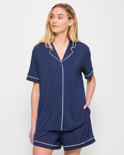 Womens Soft Comfort Bamboo Pyjama Set - Navy Blue | Target Australia