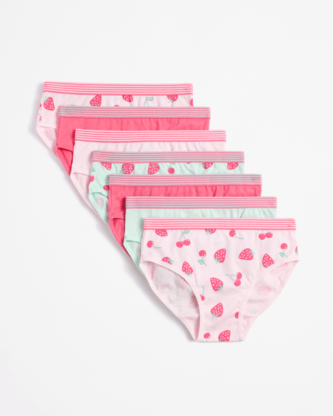 Younger Girls Underwear Briefs 7 Pack - Maxx - Pink Strawberry/Cherry ...
