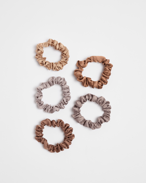 5 Pack Satin Scrunchies - Brown | Target Australia