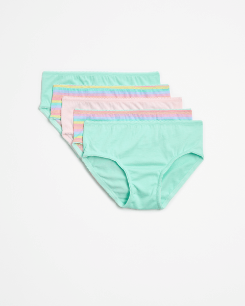 Girls Essential Brief 5 Pack - Rainbow Stripe | Target Australia