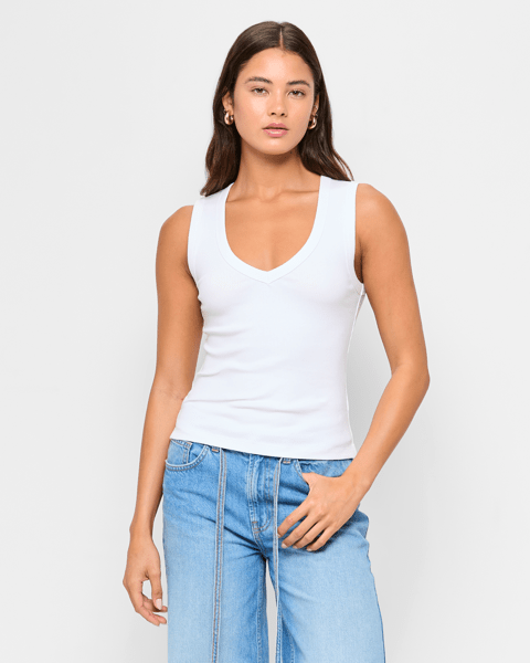 Australian Cotton V-Neck Tank Top - Lily Loves - White | Target Australia