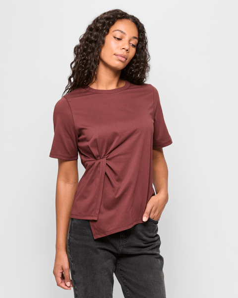 Australian Cotton Blend Asymmetrical Tuck T-Shirt | Target Australia