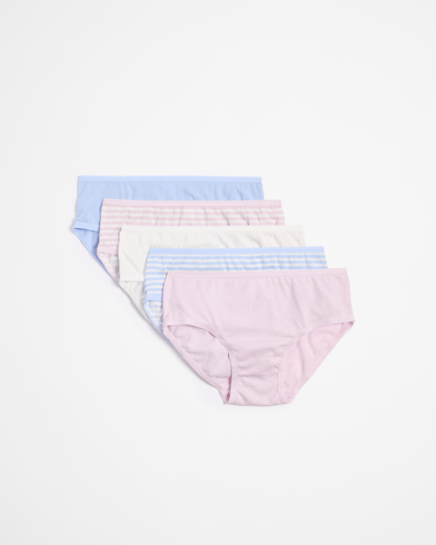 Girls Essential Briefs 5 Pack - Stripe | Target Australia