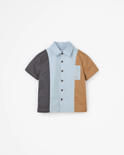 Australian Cotton Short Sleeve Twill Splice Shirt - Blue | Target Australia
