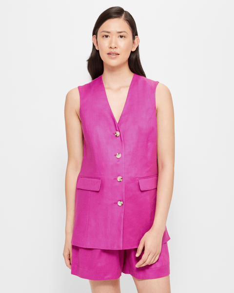 European Linen Blend Tailored Longline Vest - Preview | Target Australia