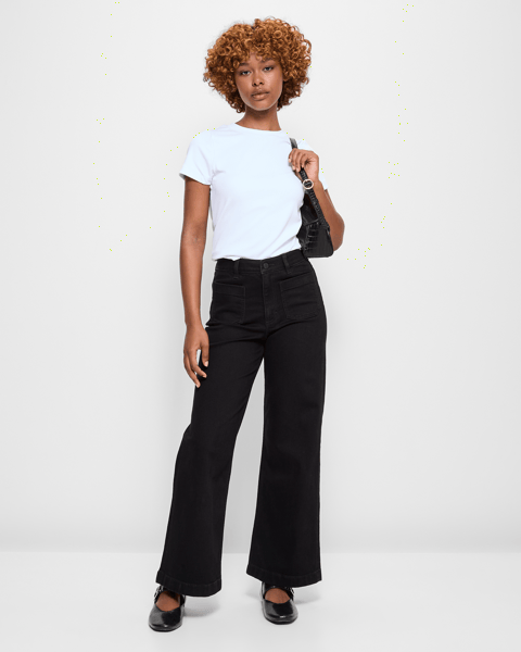 Petites Full Length Wide Leg Denim Jeans - Mila | Target Australia