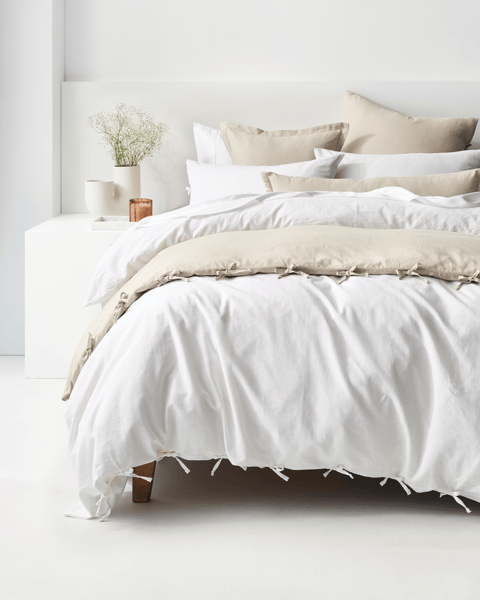 Laynie Linen/Cotton Quilt Cover Set - White | Target Australia