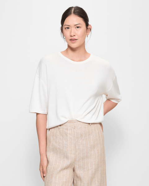 Crew Neck Fine Knit T-Shirt - Preview | Target Australia