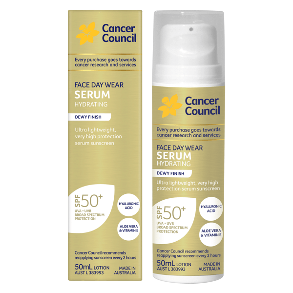 Cancer Council SPF50+ Face Day Wear Hydrating Serum 50ml - Hyaluronic ...