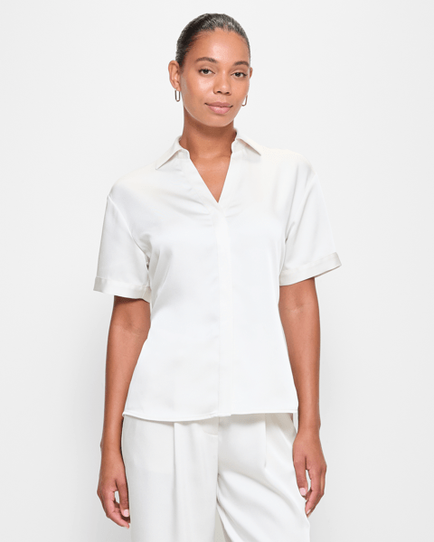 Satin Twill Tie Waist Shirt - Preview | Target Australia