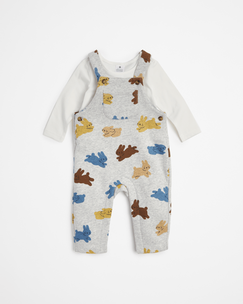 Baby Fleece Overalls and T-shirt Set 2 Piece - Bunnies | Target Australia
