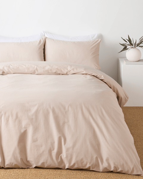 Harlow Mini Grid Cotton Quilt Cover Set - Taupe | Target Australia