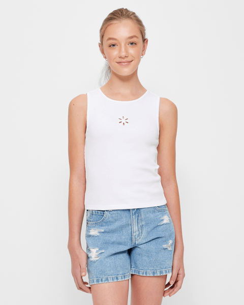 Rib Embroidered Tank | Target Australia