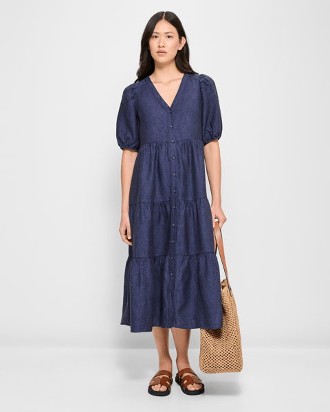 European Linen Tiered Midi Dress | Target Australia