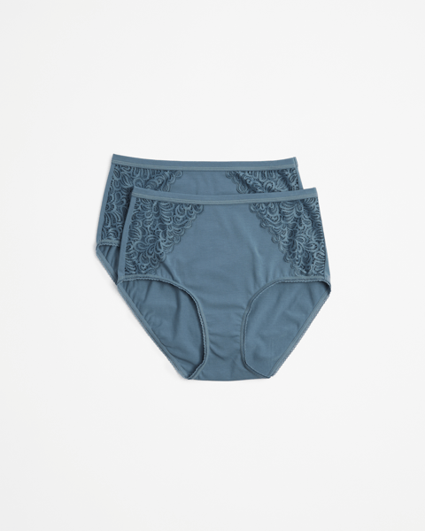 Australian Cotton Blend Cotton and Lace Full Briefs - Blue Mirage ...