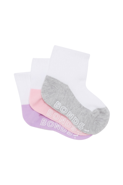 Baby Cotton Blend Logo Lightweight Quarter Crew Socks 3 Pack - Bonds ...