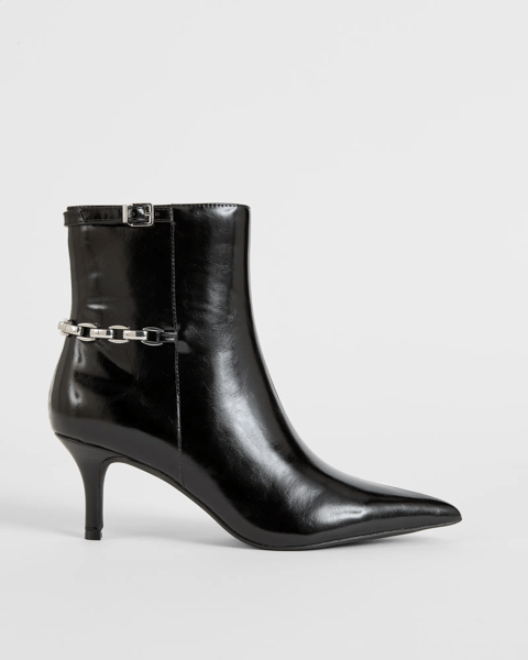 Ankle Kitten Heel Shaft Boots - Athena - Black Patent | Target Australia