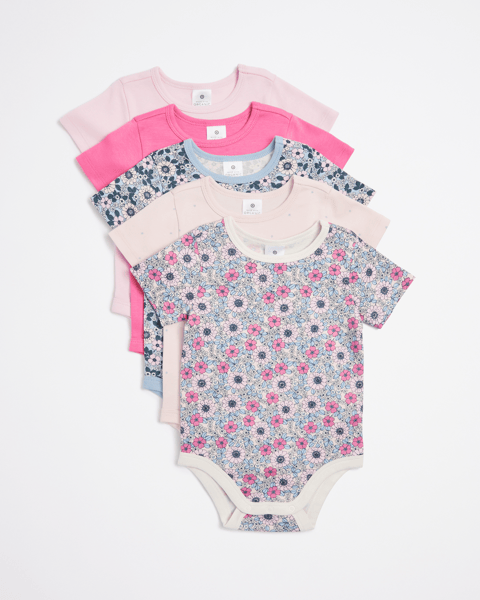 Baby Organic Cotton Bodysuits 5 Pack | Target Australia